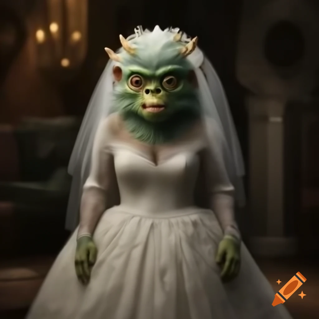 Monster wearing a wedding dress on Craiyon