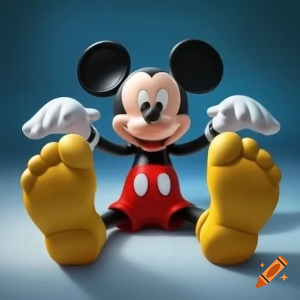 Mickey Mouse character with oversized feet on Craiyon