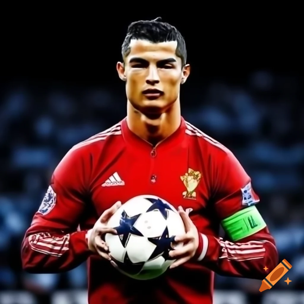 Cinematic portrait of male football player resembling Cristiano Ronaldo ...