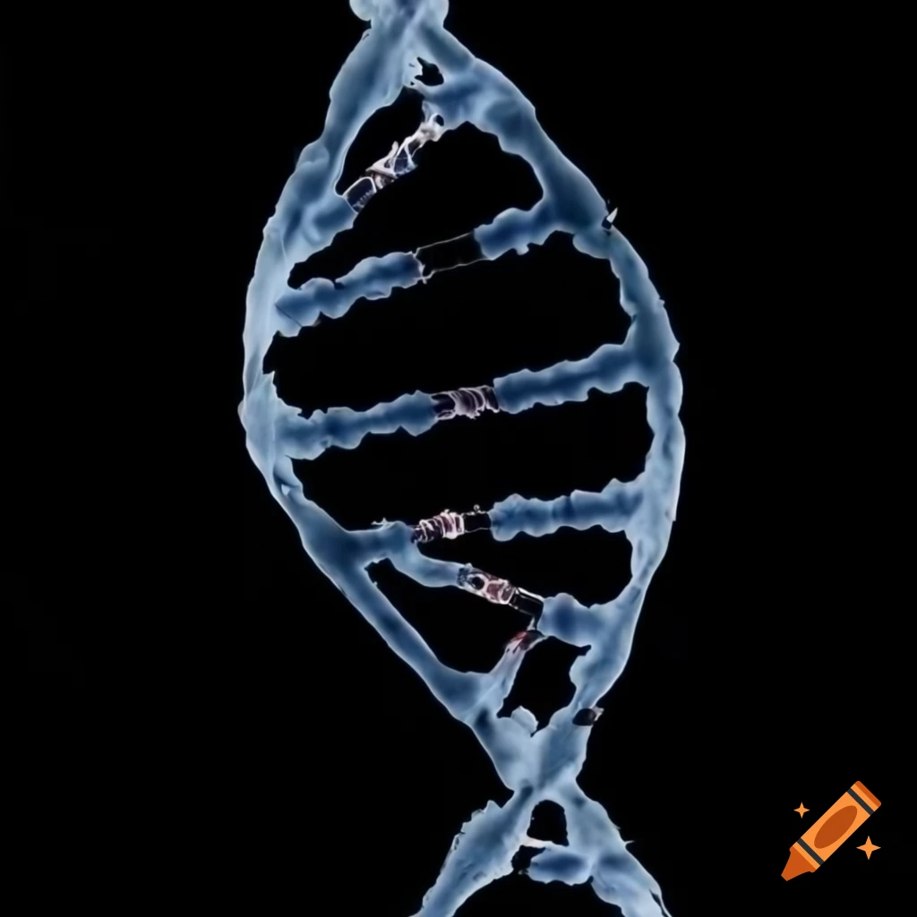 Close-up of double-stranded DNA model with black background ...