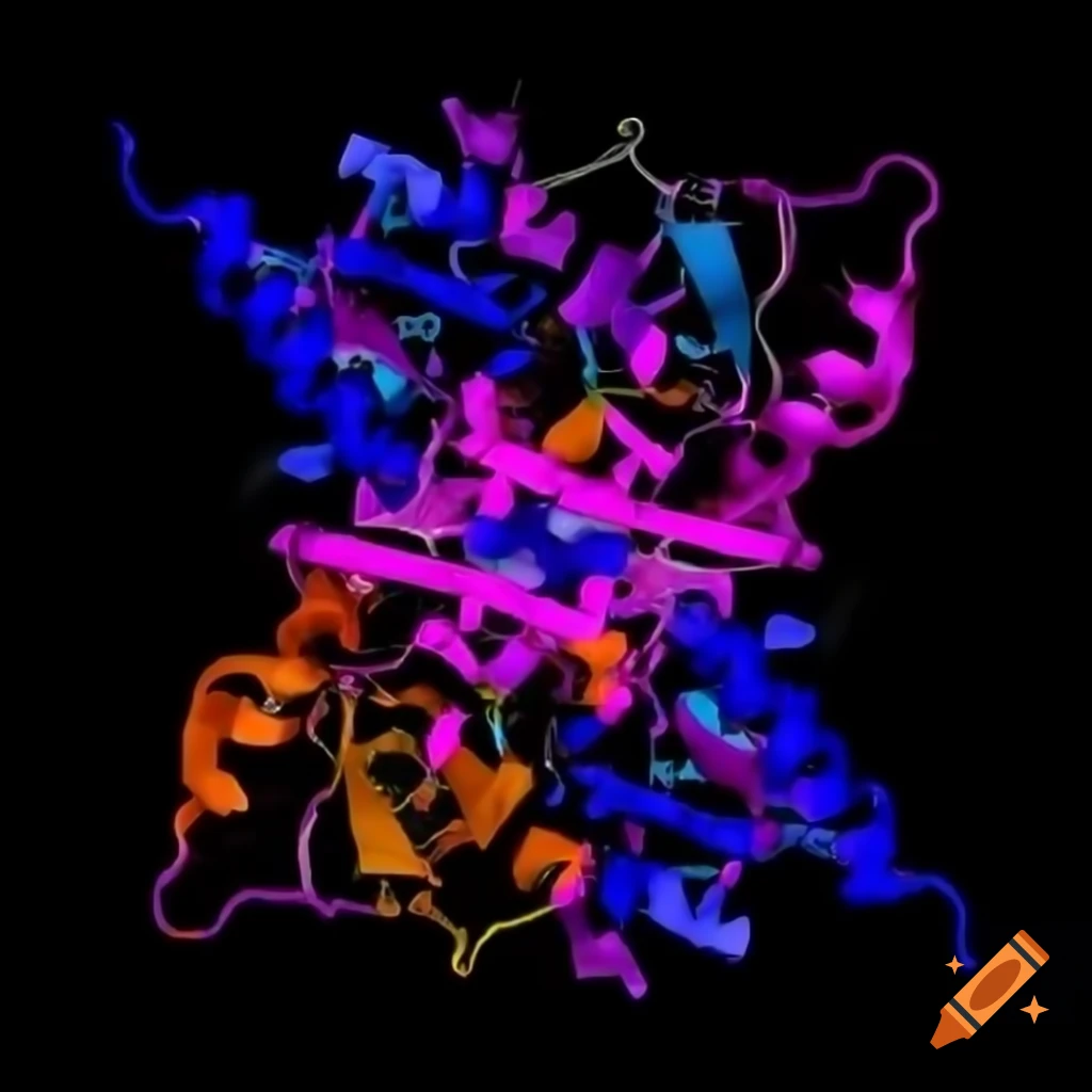 3D render of DNA double helix viewed through electron microscope on Craiyon