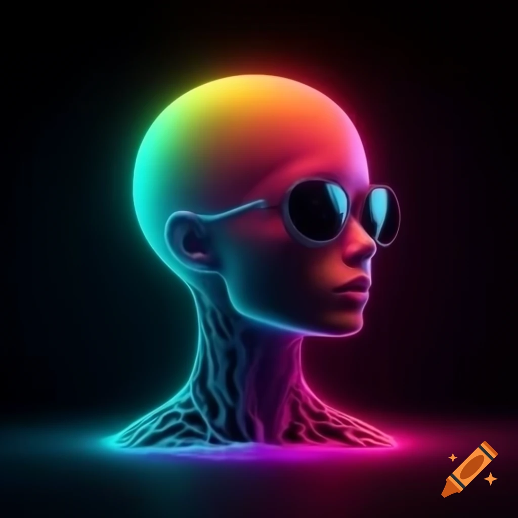 3D retro futuristic neon art with gradient design on Craiyon