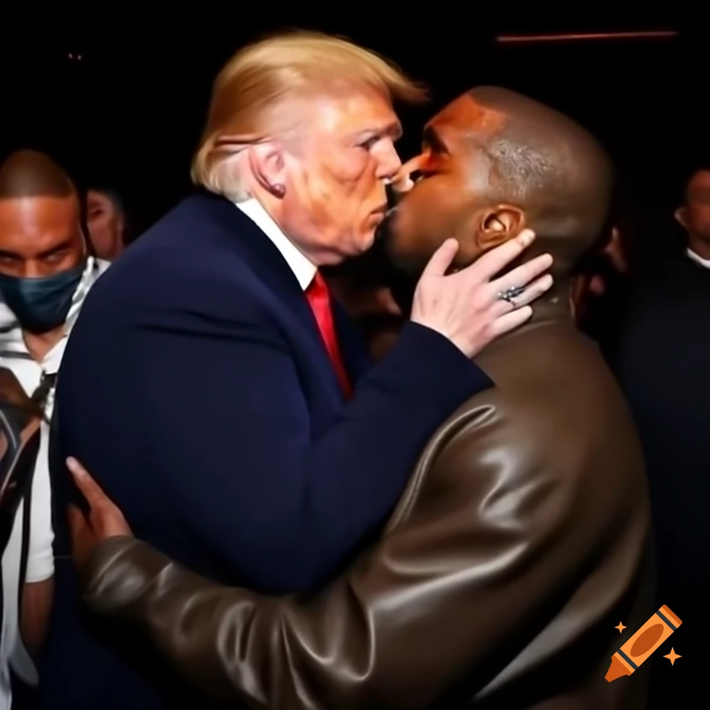 Kanye west and donald trump sharing a kiss on Craiyon