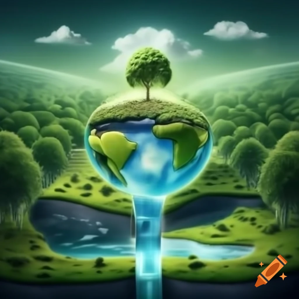 Vibrant design emphasizing environmental preservation with symbols of ...