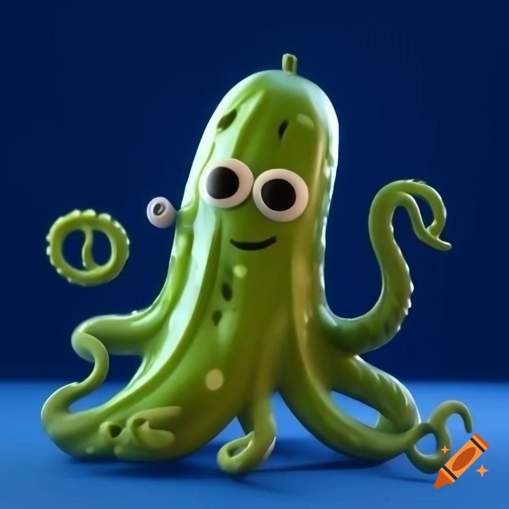 Whimsical octopus with pickle features on Craiyon