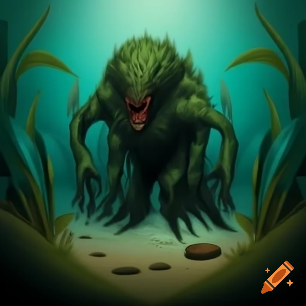 Grotesque plant-like creature oozes sludge in vibrant oasis, tainting ...