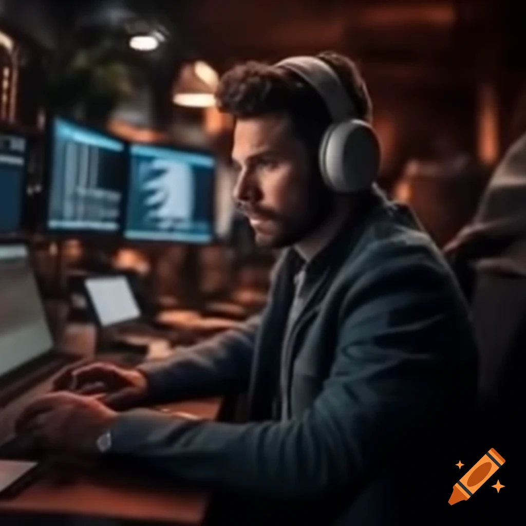 Realistic computer displaying ascending graph with specific color ...