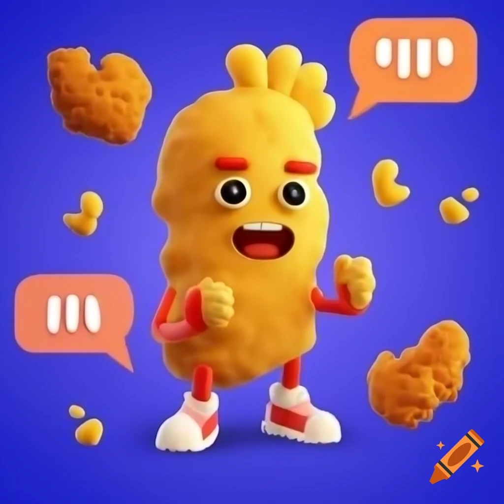 Superhero chicken nugget in joker costume singing about nuggets on Craiyon