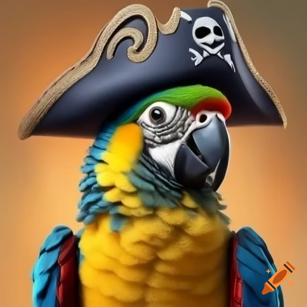 Parrot wearing a pirate hat on Craiyon