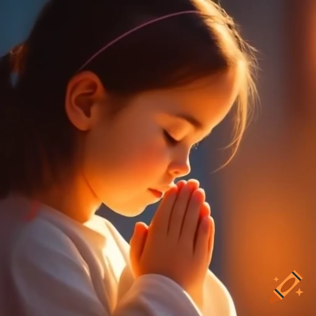 Girl in prayer pose on Craiyon