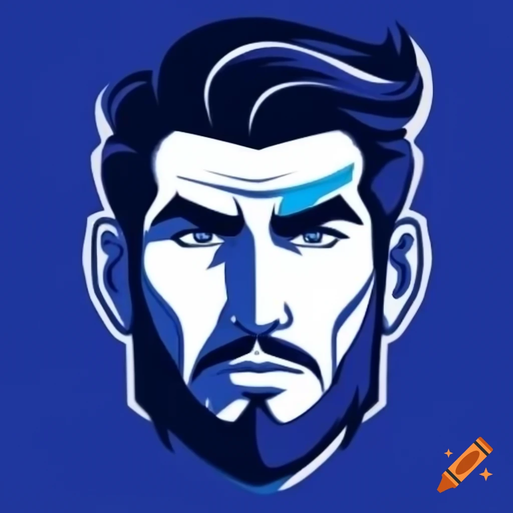 Vector design of a man's head close-up as a team logo, featuring bold ...