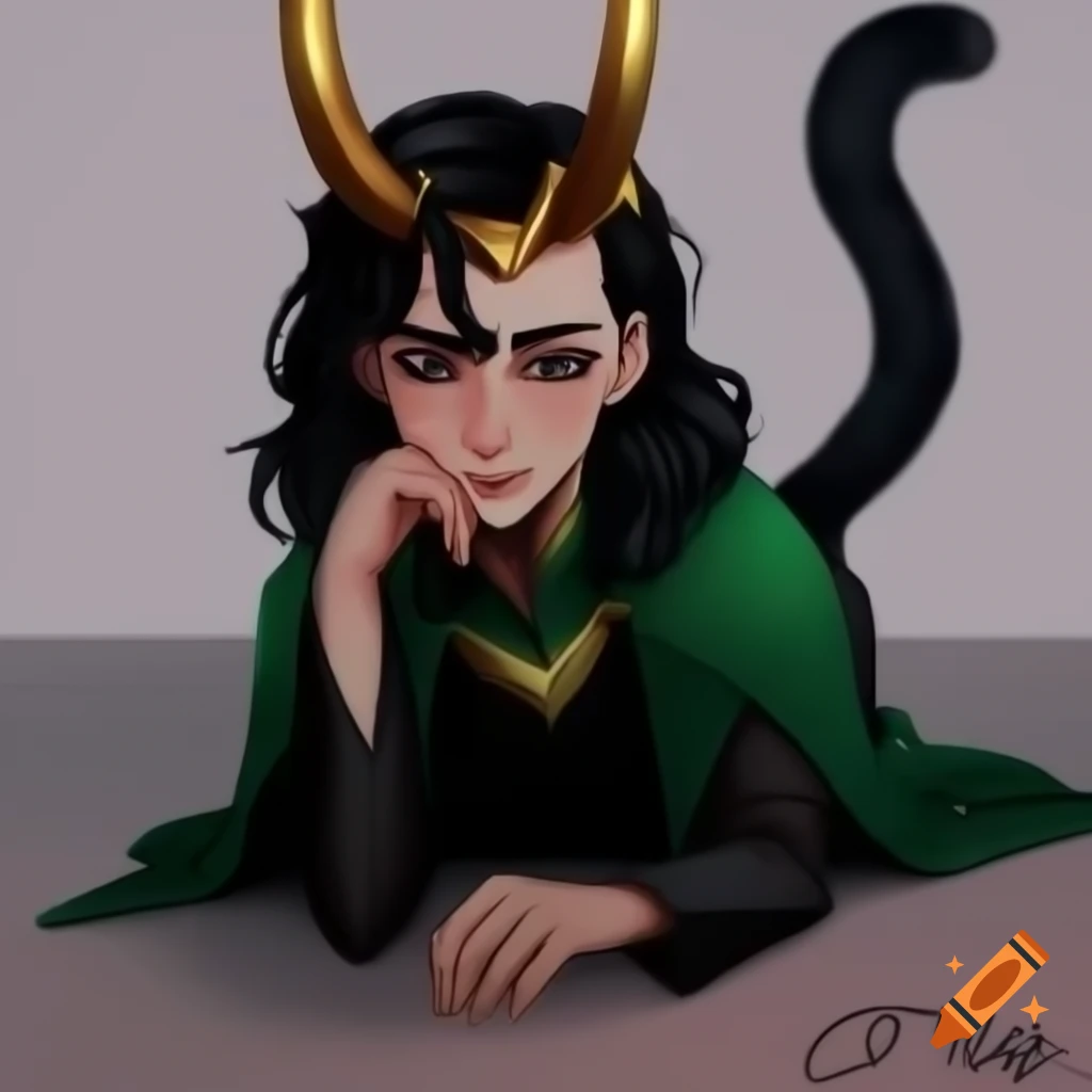 Young loki character with cat ears and tail crawling towards viewer on ...