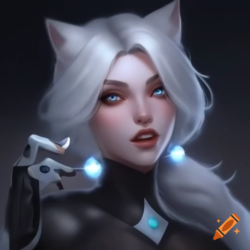 Ethereally beautiful half human half wolf hybrid woman with grey and ...