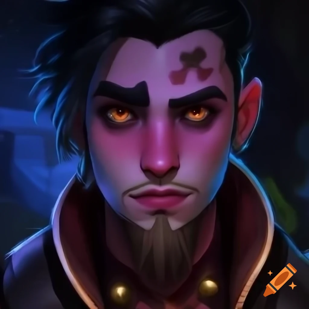 Detailed portrait of young male character in Arcane style with dramatic ...