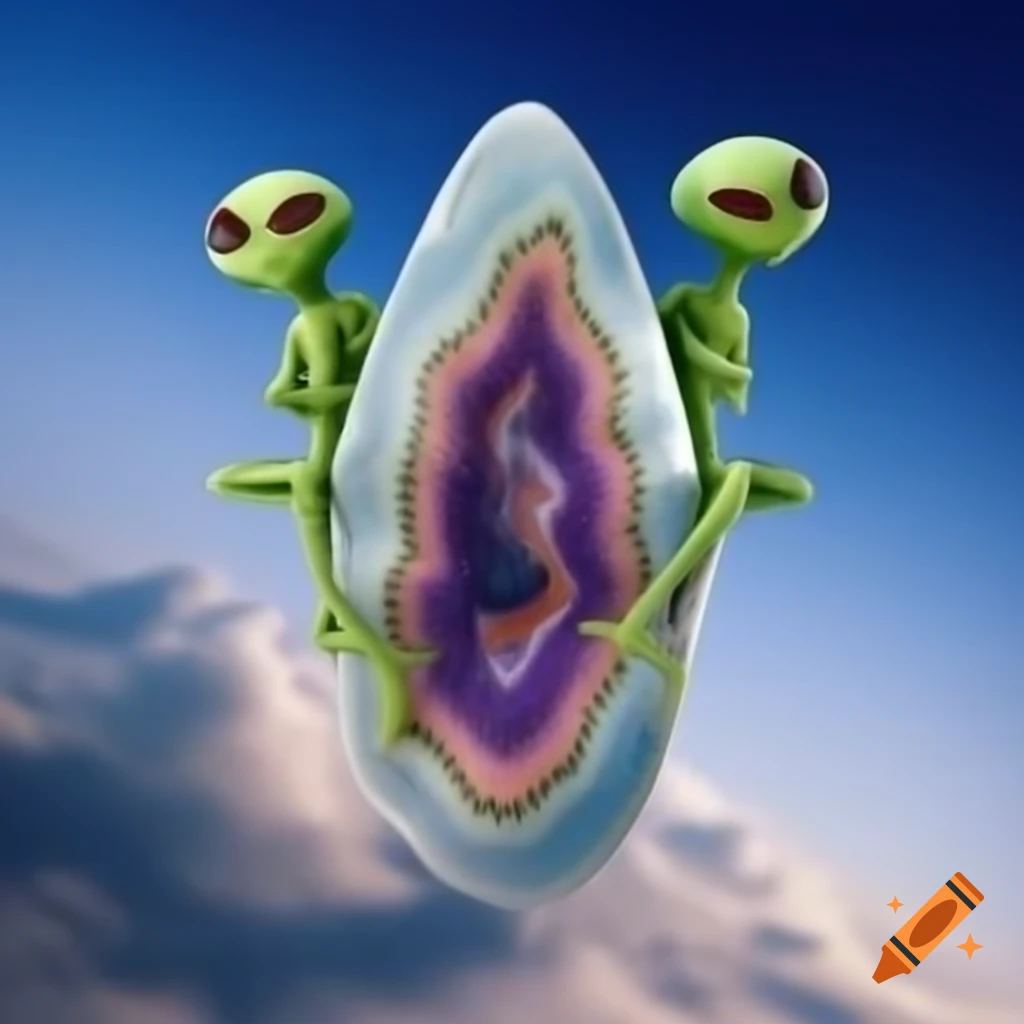 Eternal agate stone with aliens visible in the sky on Craiyon