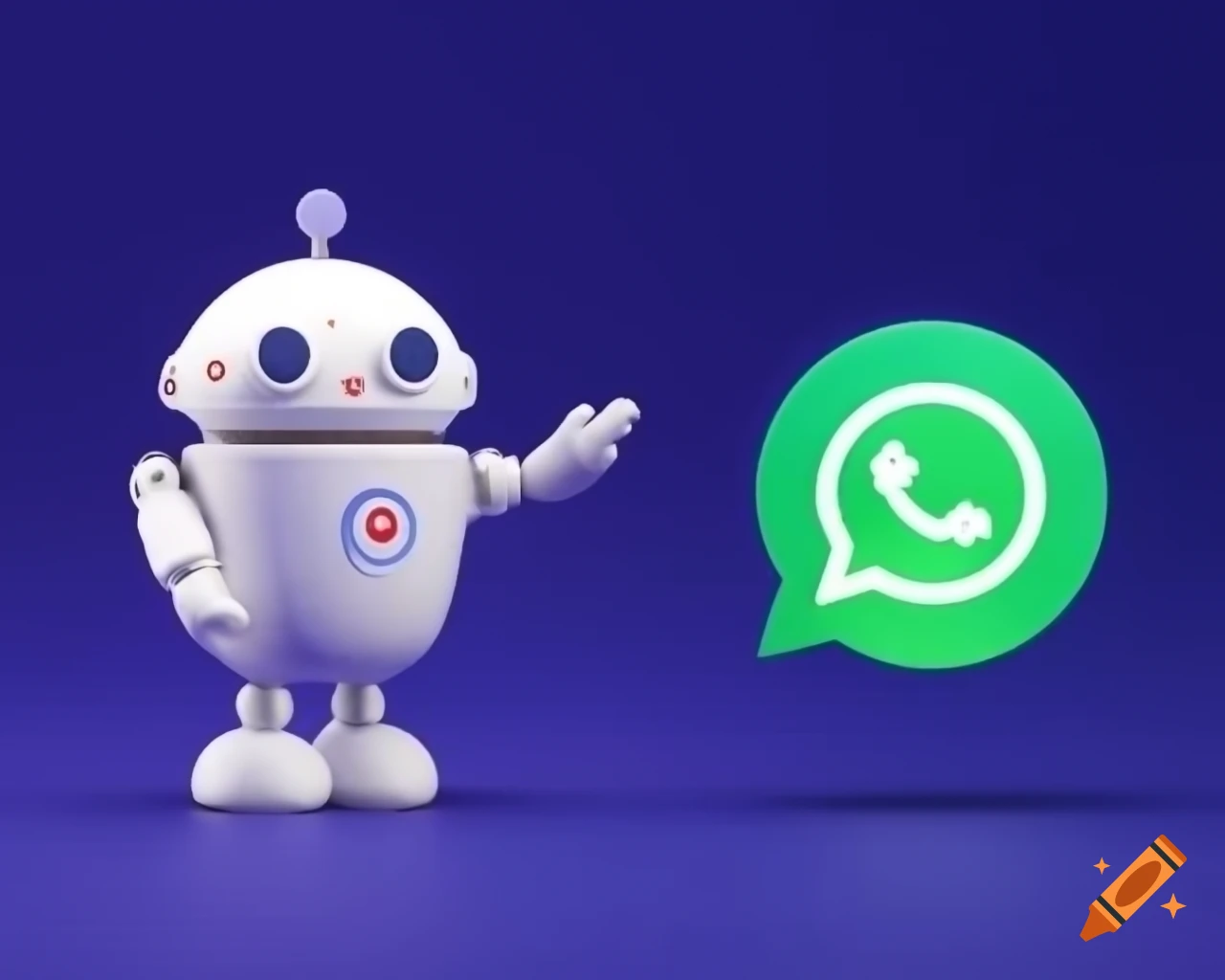 Friendly chatbot graphic with speech bubble and WhatsApp logo on white ...