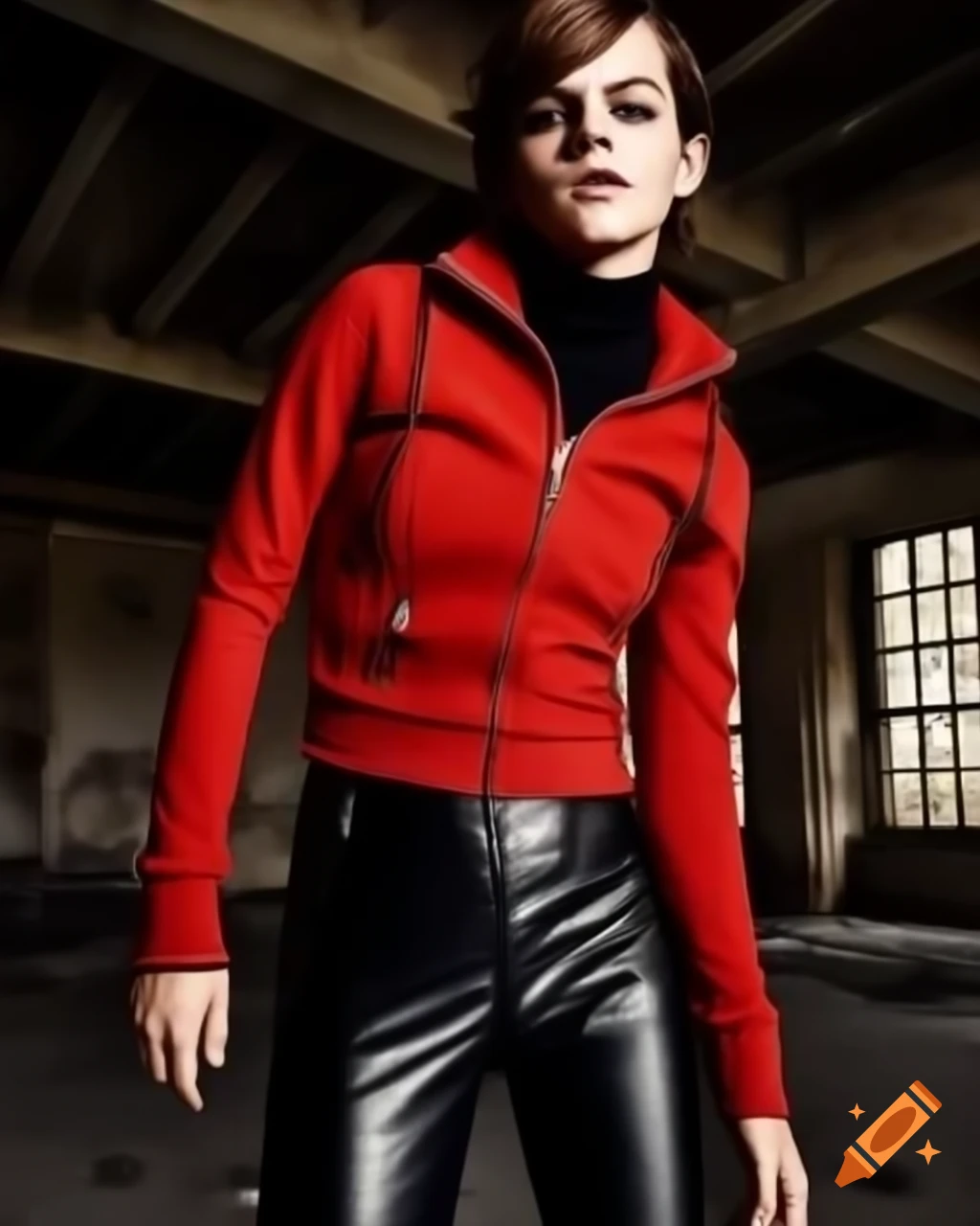 Ultra HD portrait of British actress Emma Watson in punk red riding ...