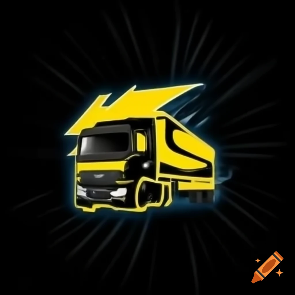 Moving truck logo with lightning aura and swoosh effect in yellow and black for Real Speed ...