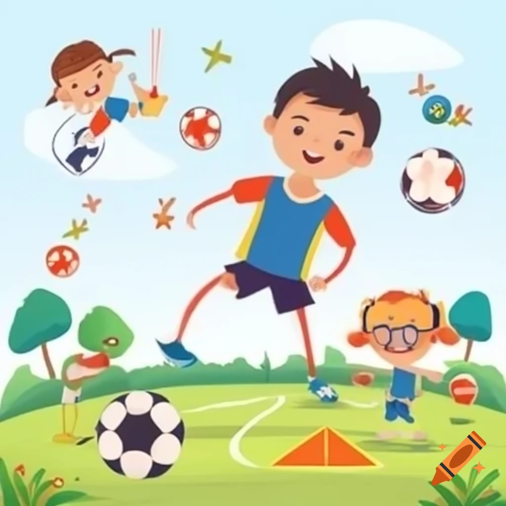 Children playing outdoor sports on Craiyon
