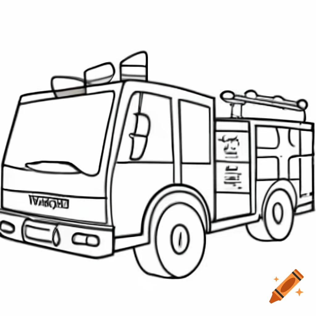 Drawable tracing outline of firefighter vehicle for kids to color on ...