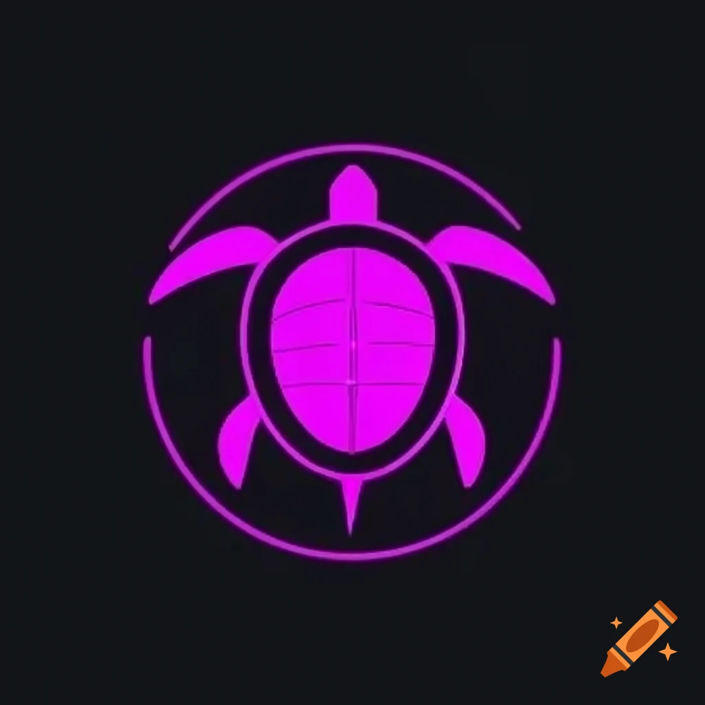 Minimalist logo of circular purple turtle shell with black outline ...