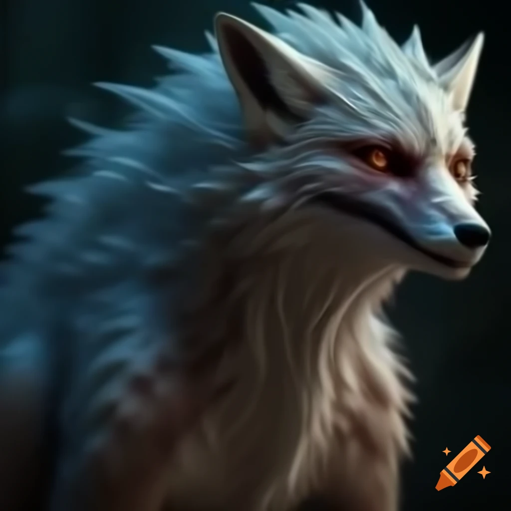 Majestic fox-like fantastical creature resembling a grand leviathan on ...