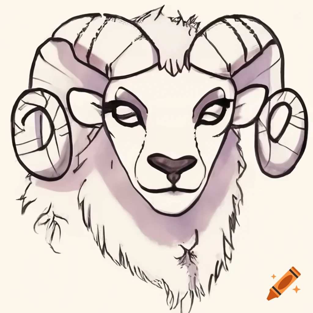 Line art reference sheet of a ram fursona showcasing unique design on ...