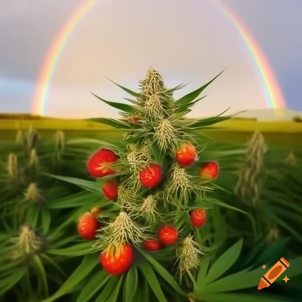 Colorful fields of cannabis with strawberry gushers and rainbow berries ...