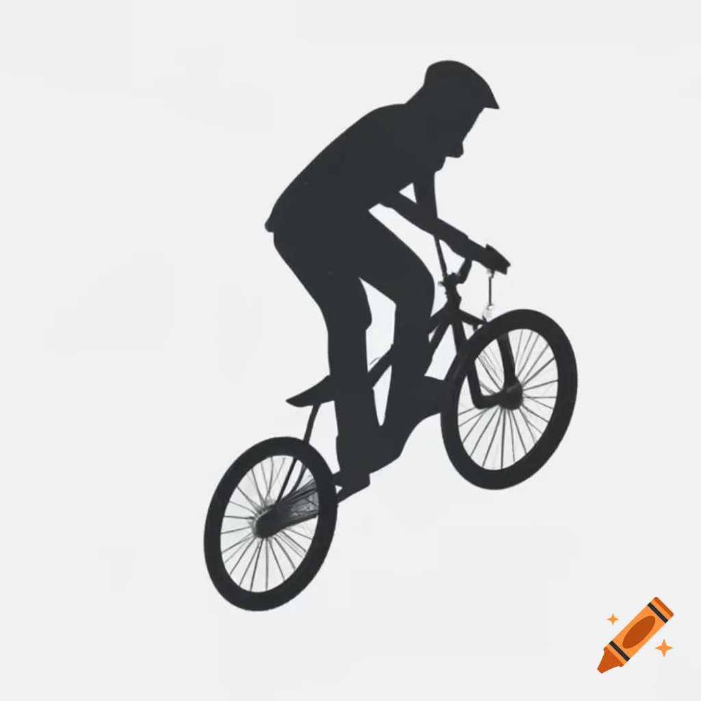 Silhouette of stunt bicycle rider performing tricks on Craiyon
