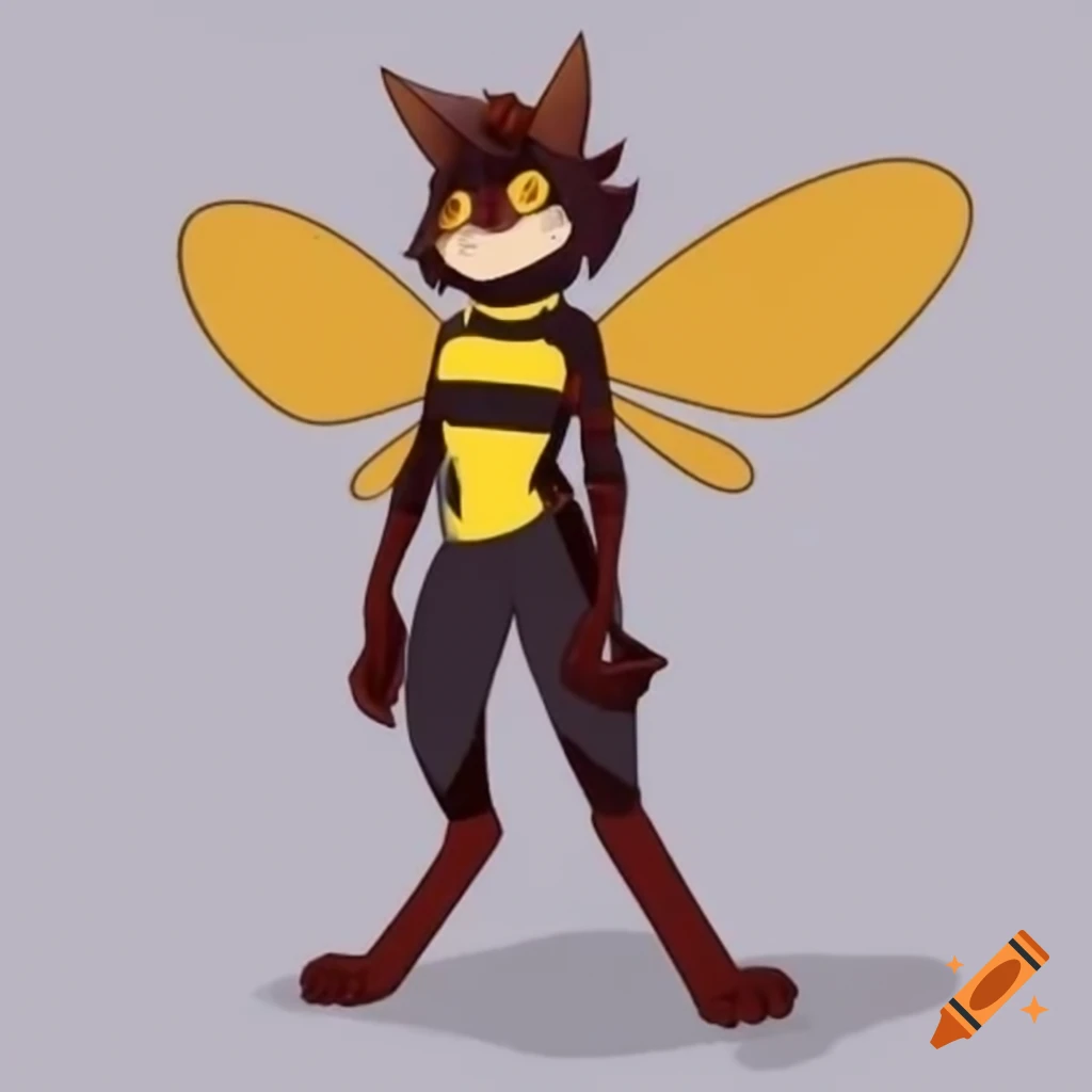 Line art reference sheet of a bee fursona character on Craiyon