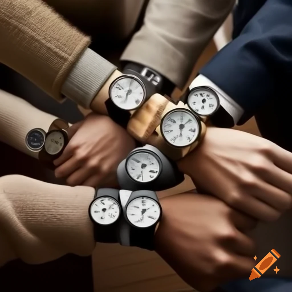 Group of watches displaying the time 6:20 on Craiyon