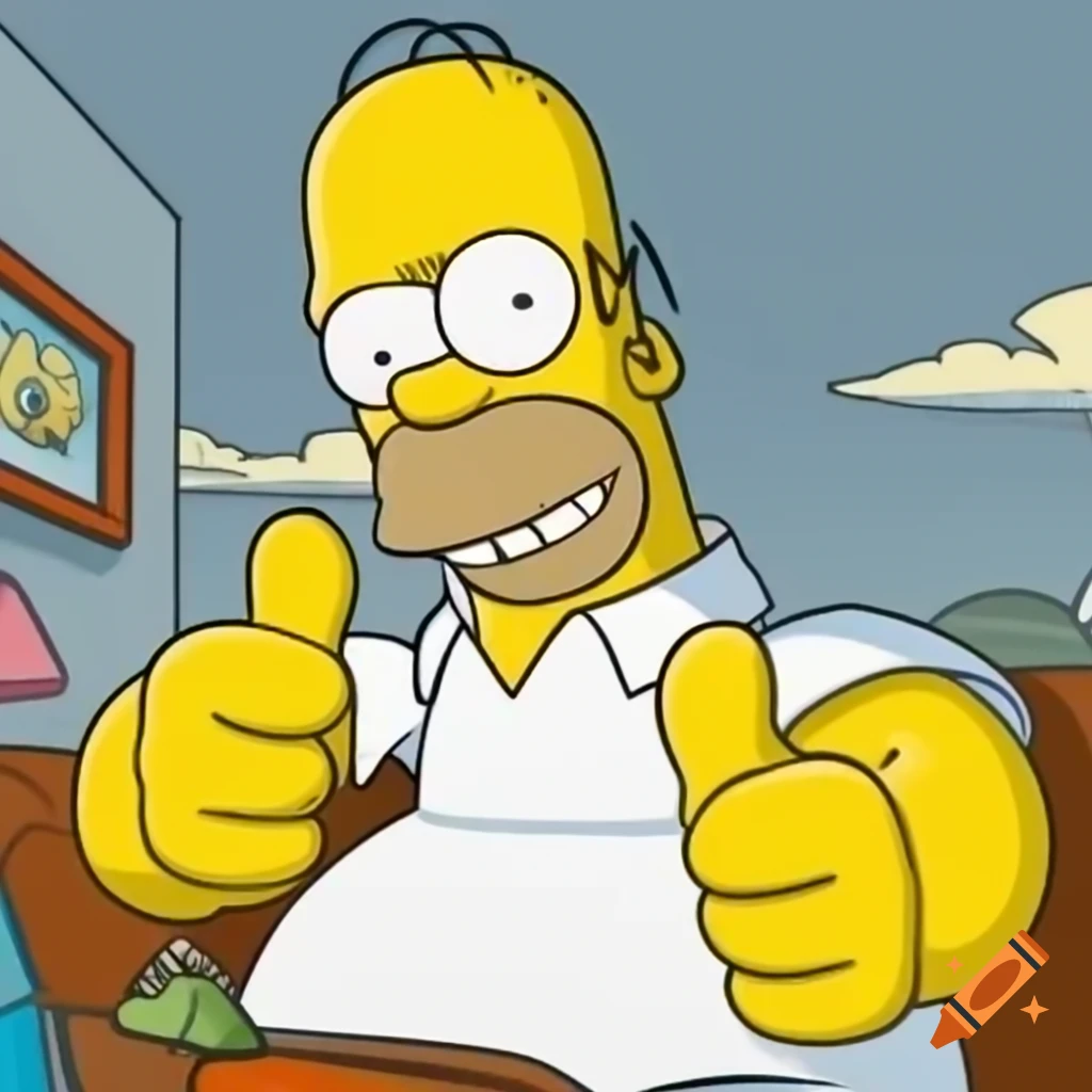 Homer Simpson giving a thumbs up gesture on Craiyon