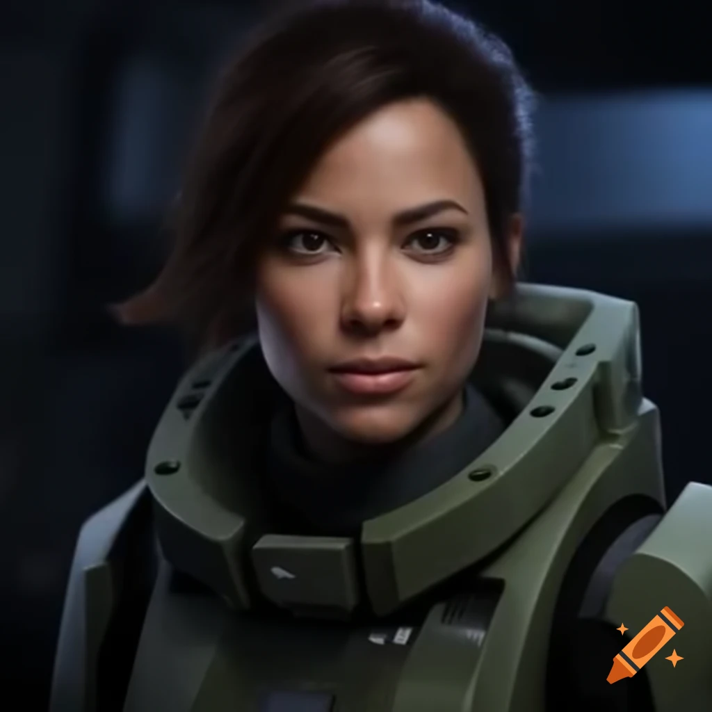 Portrait of female battletech pilot in cooling jacket on Craiyon