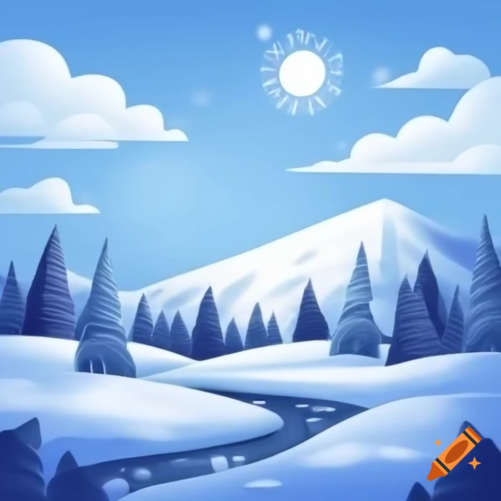 Snowflake drifting in the wind with snowy landscape background ...