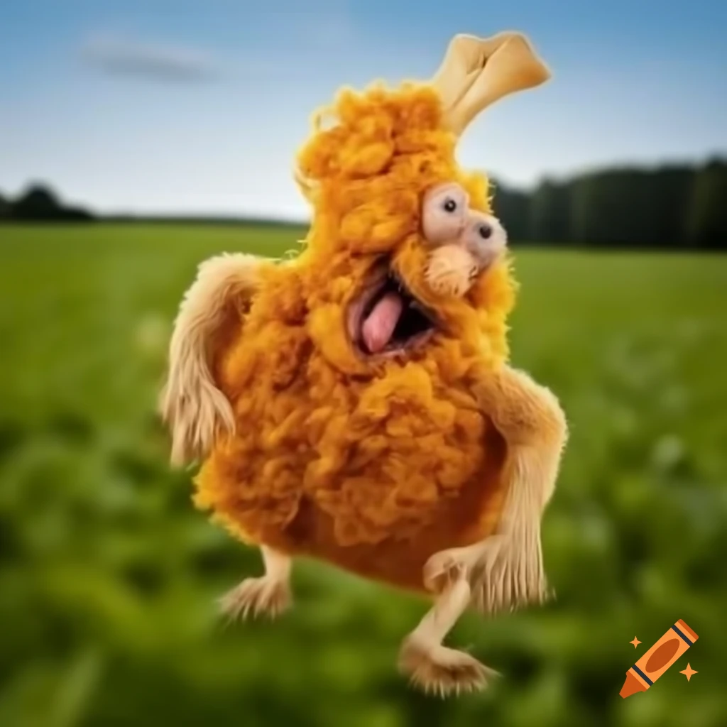 Animated French fry frolicking in a field on Craiyon