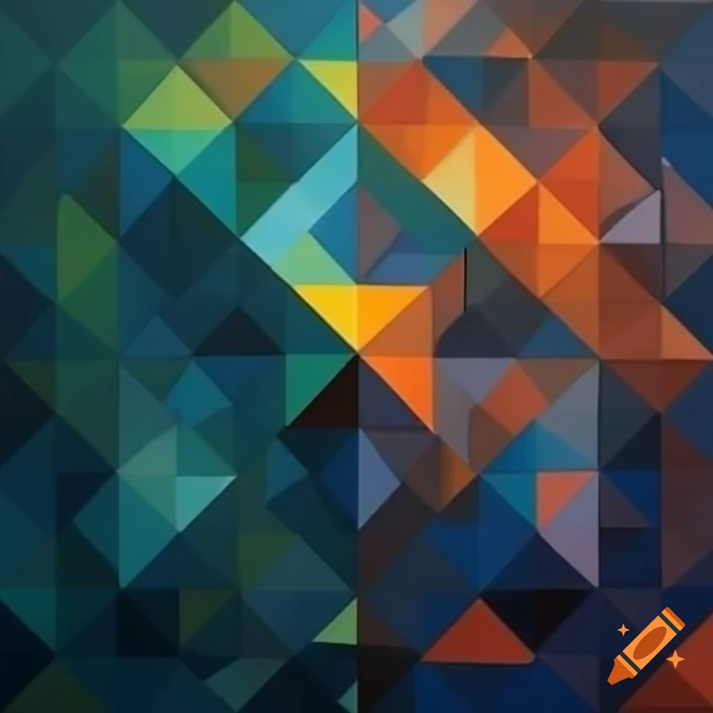 Geometric abstract oil painting of ancient atlantis on Craiyon