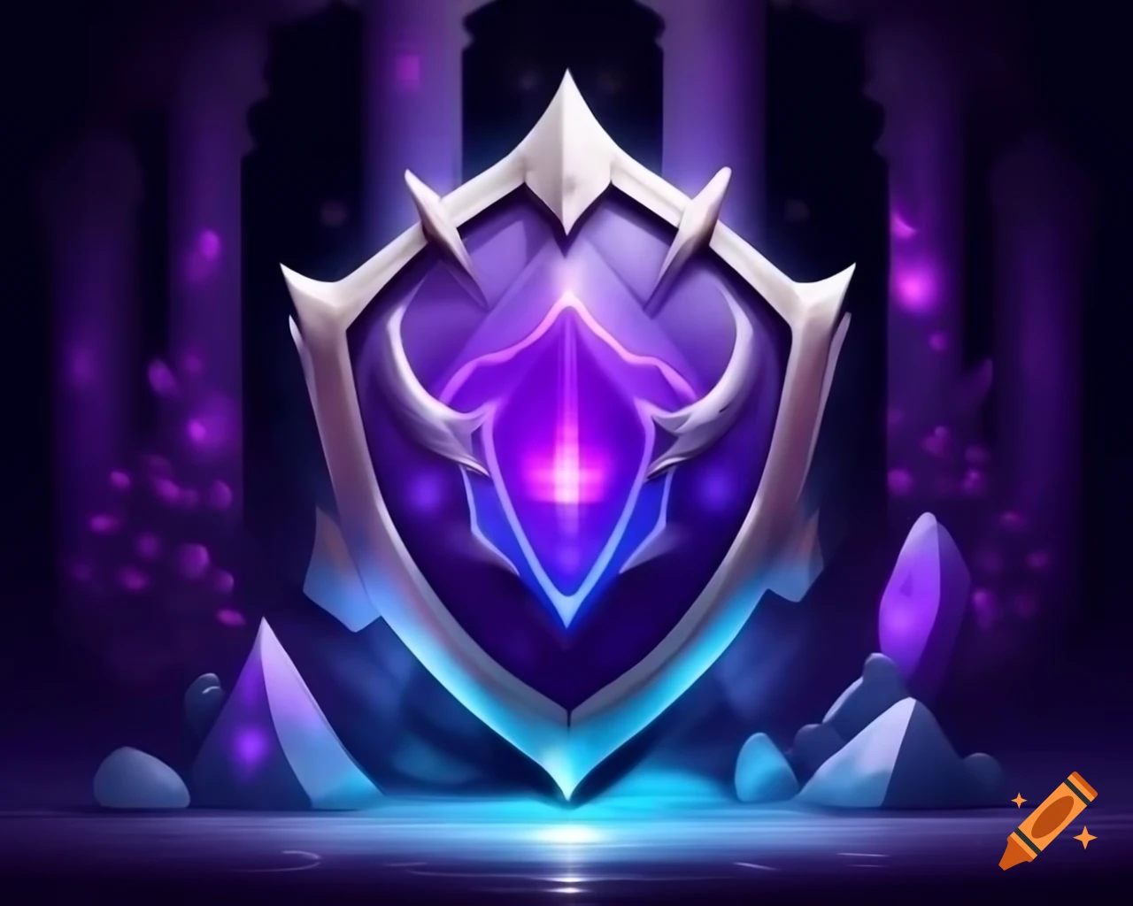 Mystical living shield in medieval elven fantasy style with violet ...