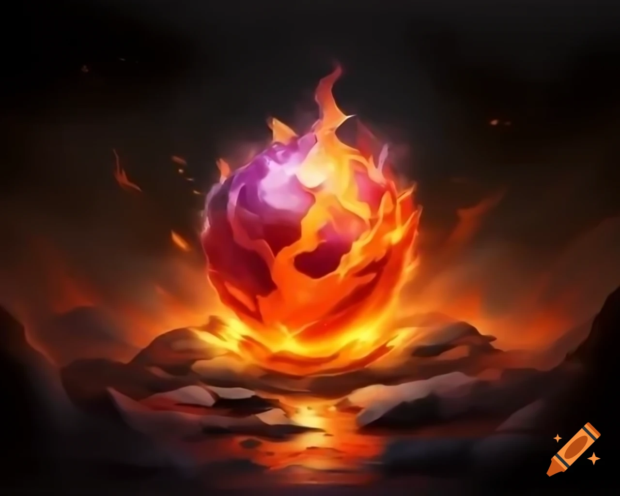 Illustration of a magical fireball spell in rpg style, glowing sphere ...