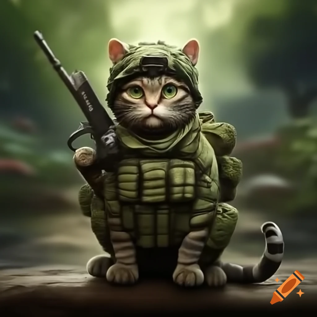 Illustration of an army of cats on Craiyon