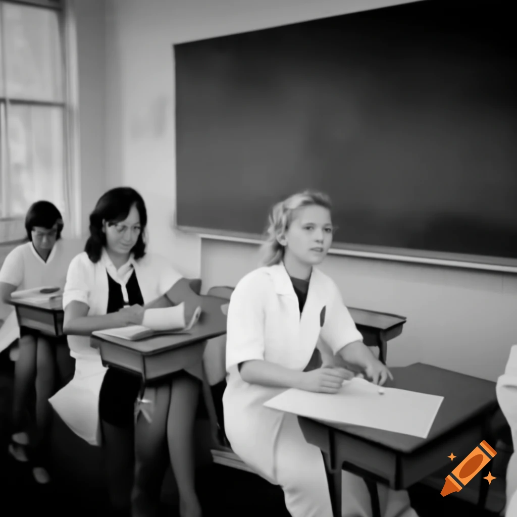 1950s science classroom with captivated students and passionate teacher ...