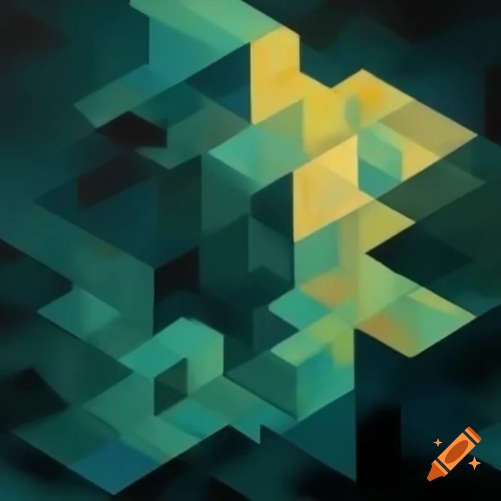 Geometric abstract oil painting of Ancient Atlantis on Craiyon