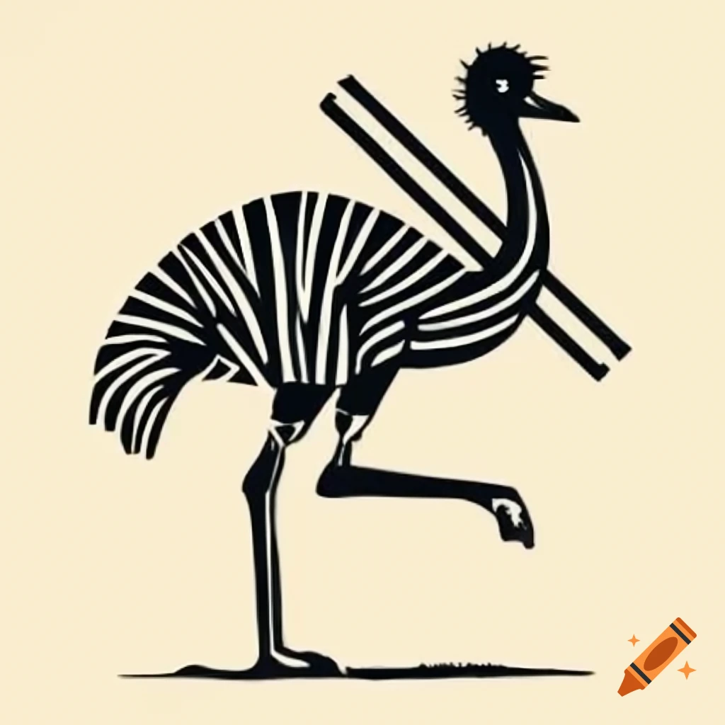 Stylized illustration of an emu confidently holding a cricket bat in ...