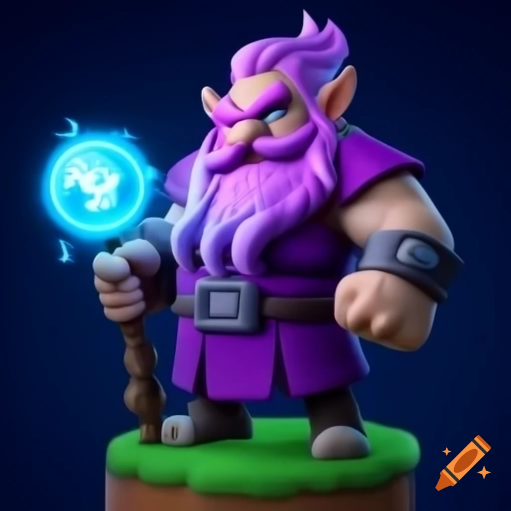 3D cartoon wizard inspired by Clash of Clans with muscular build and ...