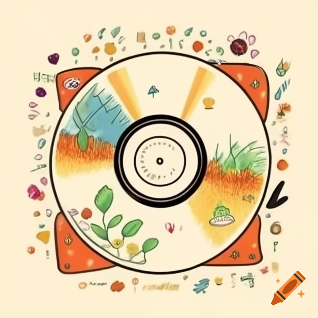 Naive style art CD cover for globetrotters rock album, colorful and ...