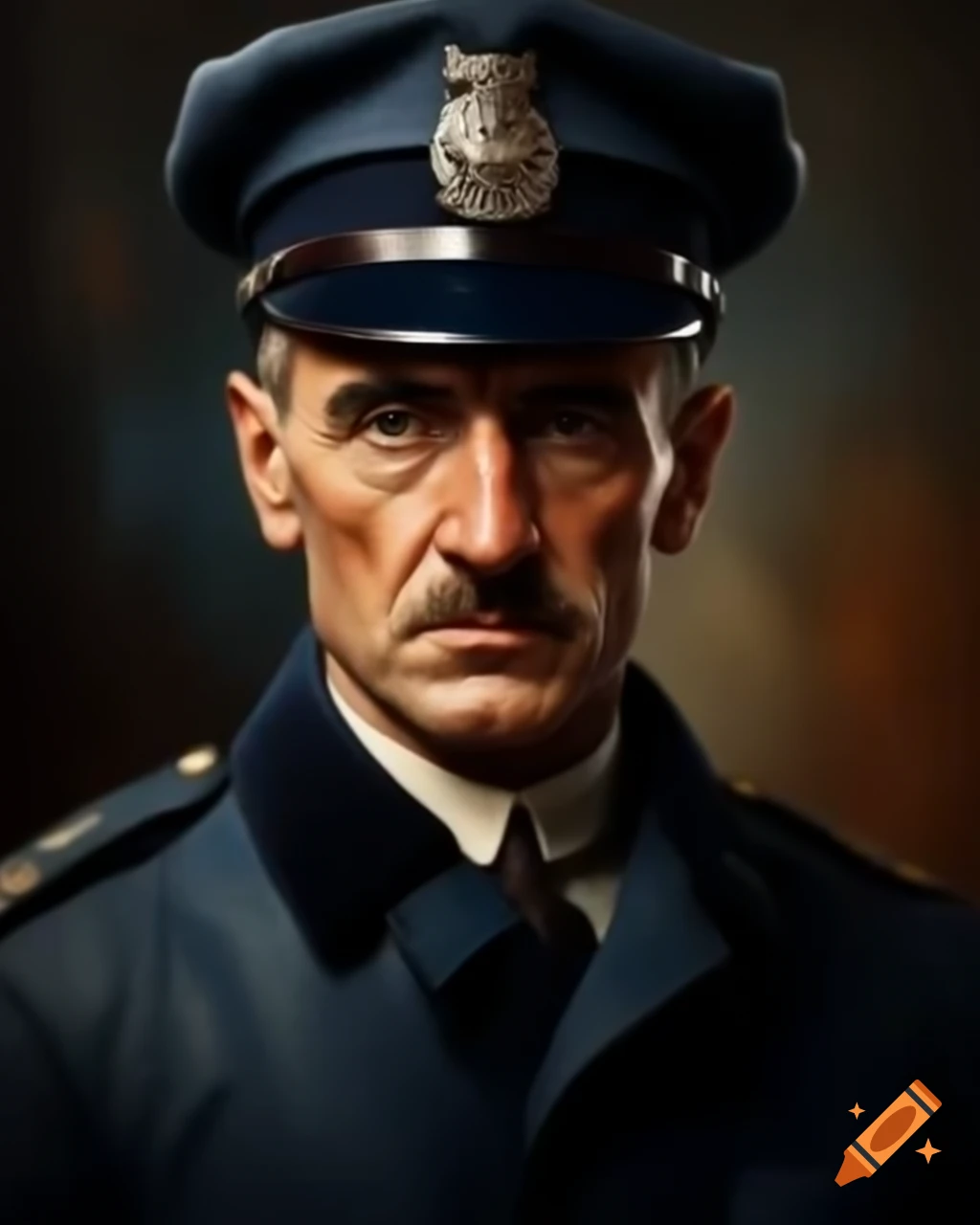 Realistic portrait of 1920s Parisian police officer in uniform on Craiyon