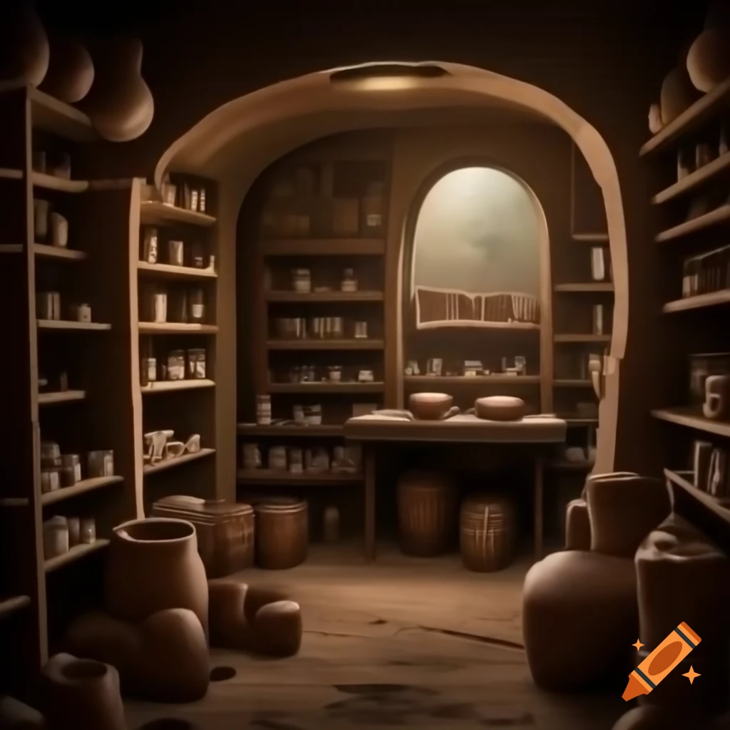 Dimly lit underground clinic filled with herbs and incense in comic art style on Craiyon
