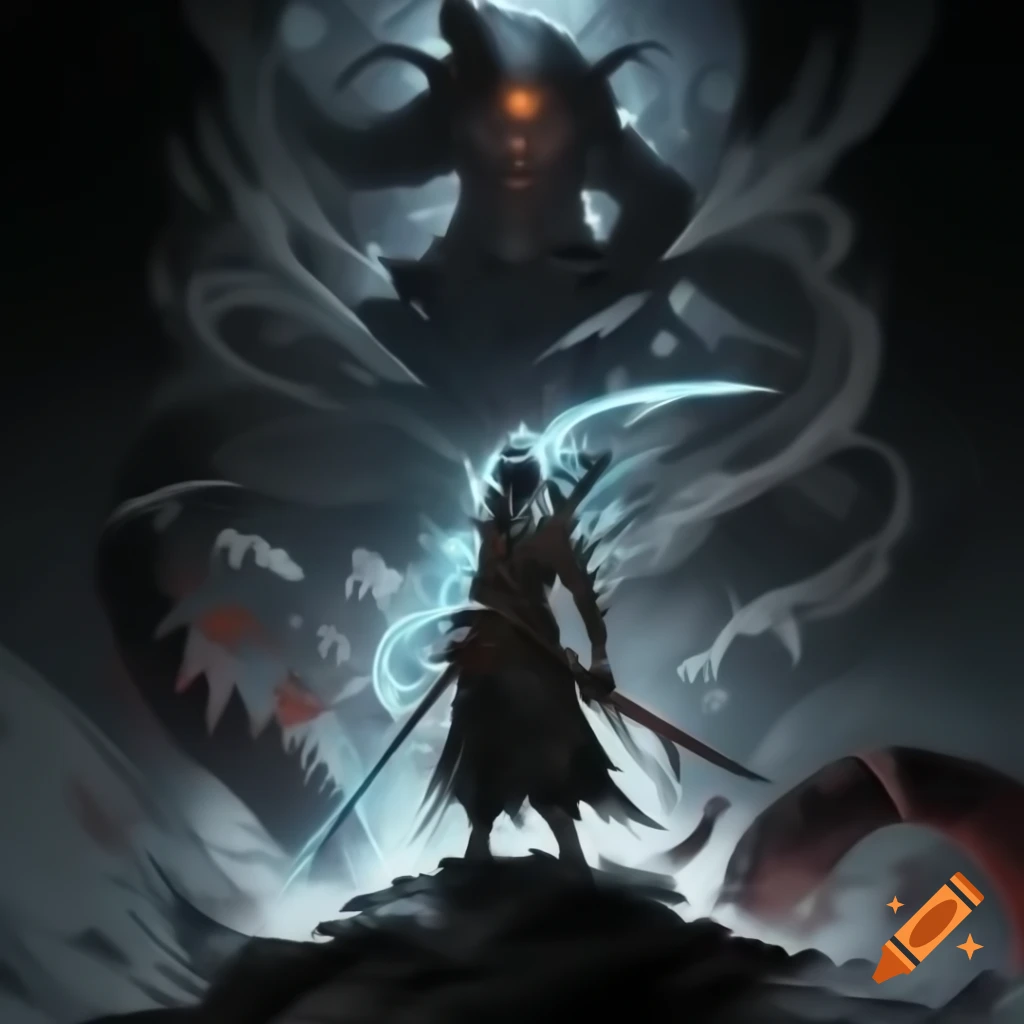 Anime-inspired warrior with glowing katana surrounded by energy effects ...