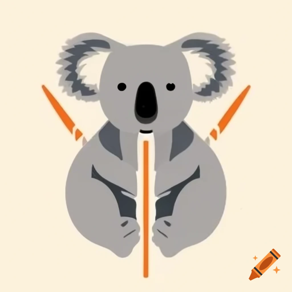 Stylized minimalist illustration of a koala with bold lines and bright ...