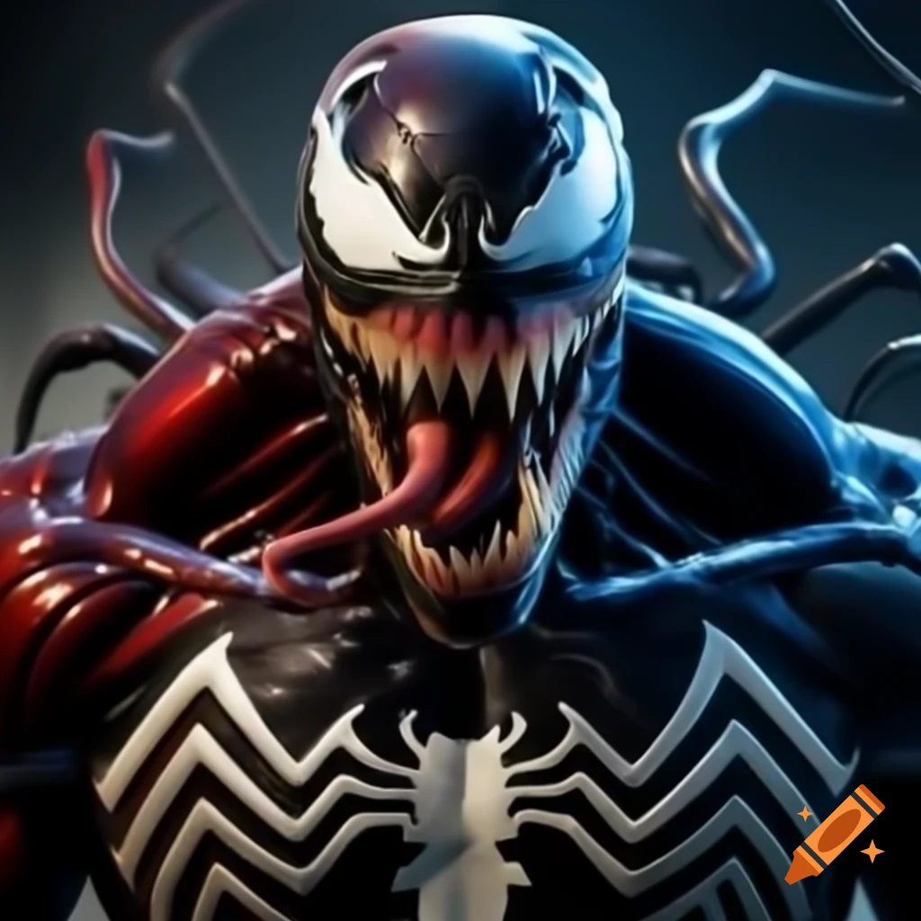 Venom symbiote merging with sonic character design on Craiyon