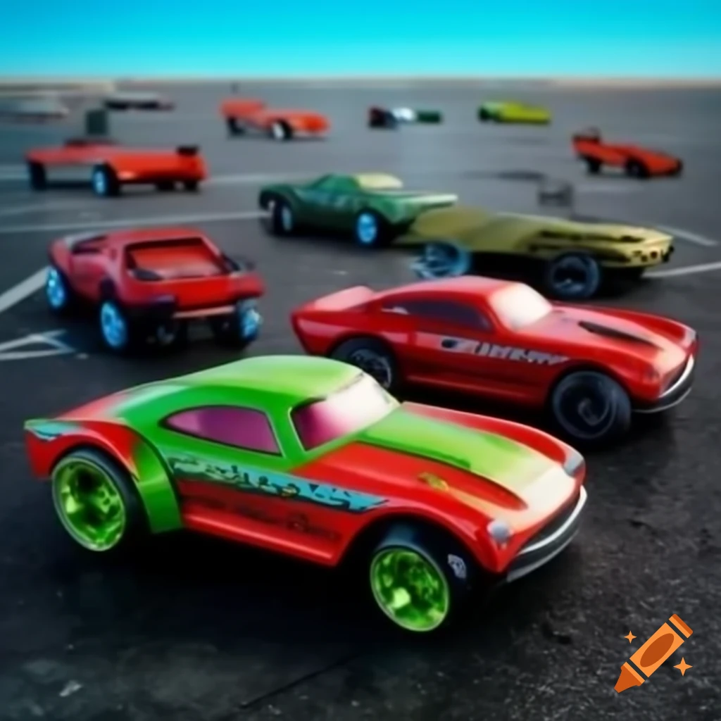 Custom-painted Hot Wheels cars resembling red and green insects in a ...